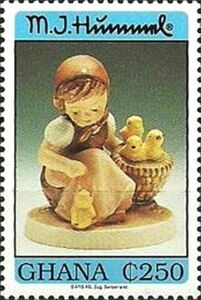Stamp: Girl with chicks (Ghana(Easter - Hummel Figurines) Mi:GH 1962,Sn ...