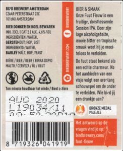 Drink Label: Fuut Fieuw Session IPA Blond (Bird Brewery, NetherlandsCol ...