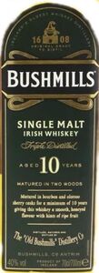 Drink Label: Bushmills Single Malt Irish 10 Years Old (Old Bushmills ...