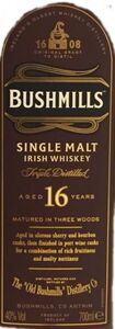 Drink Label: Bushmills Single Malt Irish 16 Years Old (Old Bushmills ...