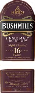 Drink Label: Bushmills Single Malt Irish 16 Years Old (Old Bushmills ...