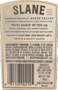 Drink Label: Slane Irish Triple Casked (Slane Distillery, IrelandCol:IE ...