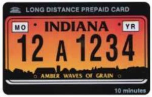 Phonecard: Indiana License Plate 'Amber Waves of Grain' (Farm Outline ...