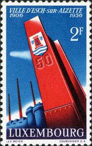 Stamp: 50th Anniversary of Esch-sur-Alzette (LuxembourgMi:LU 551,Sn:LU ...