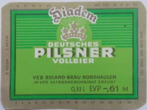 Drink Label: Diadem Deutsches Pilsner Vollbier (VEB Roland-Brau ...