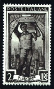 Stamp: Bricklayer and Cathedral of Milan (Lombardy) (Italy(Regional ...