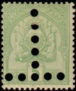 Stamp: Coat of Arms with perfin (Tunisia(Postage Due stamps (1898 ...