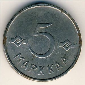 Coin: 5 Markkaa (Finland(1918~1953- Republic (1st issue)) Col:FI-000049 ...