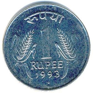Coin: 1 Rupee (India, Republic(1957~Today - Circulation) WCC:km92.1