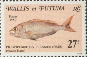 Stamp: Crimson Jobfish (Pristipomoides filamentosus) (Wallis and Futuna ...