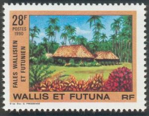 Stamp: Landscape with Huts (Wallis and Futuna(Landscape) Mi:WF 584,Sn ...