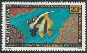 Stamp: Masked Bannerfish (Heniochus monoceros) (Wallis and Futuna ...