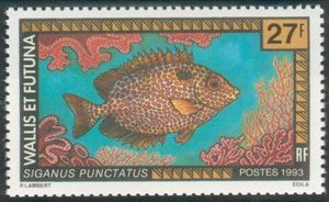 Stamp: Goldspotted Spinefoot (Siganus punctatus) (Wallis and Futuna ...