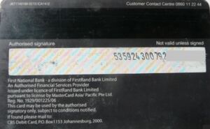 Bank Card: FNB. Fluid Account (First National Bank, South AfricaCol:ZA ...