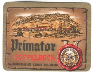 Drink Label: Primator Doppelbock (Waldhornbrauerei E. Hagen, Germany ...