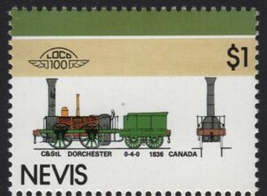 Stamp: "Dorchester", Canada, 1836 - technical drawing (Nevis(Leaders of ...