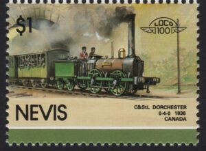 Stamp: "Dorchester", Canada, 1836 - at work (Nevis(Leaders of the World ...