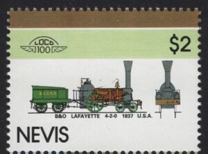 Timbre: "Lafayette", USA, 1837 - technical drawing (Nevis(Leaders of ...