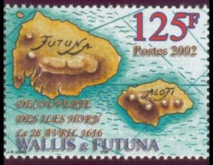 Stamp: Map of Alofi and Futuna Islands (Wallis and Futuna(Discovery of ...