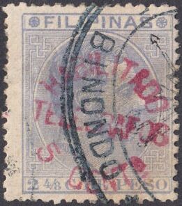 Stamp: Alfonso XII (Philippines(Telegraph stamps - Habilitado overprint ...