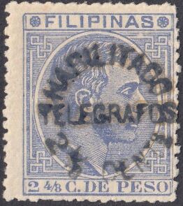Stamp: Alfonso XII (Philippines(Telegraph stamps - Habilitado overprint ...