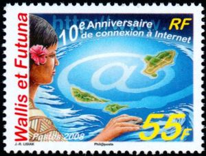 Stamp: 10th Aniv. the first Internet connection (Wallis and Futuna ...