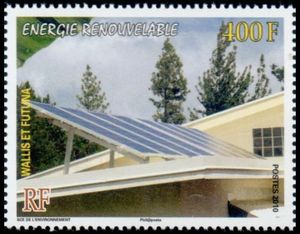 Stamp: Solar panels on a roof (Wallis and Futuna(Renewable Energy) Mi ...