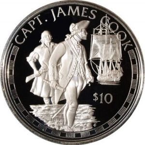 Coin: 10 Dollars (British explorer Capitan James Cook) (Cook Islands ...
