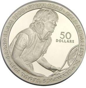 Coin: 50 Dollars (Steffi Graf) (Niue(Numismatic Product - Sports) WCC ...