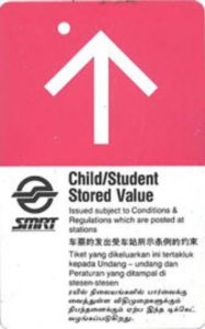 Transport Ticket: Child/Student Ticket (MRT Singapore, Singapore(Child ...
