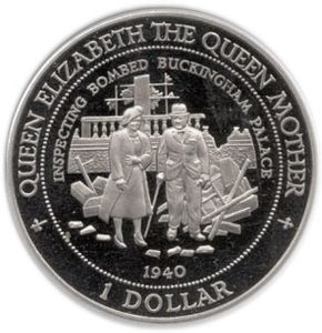 Coin: 1 Dollar (Queen Elizabeth & The Queen Mother) (Nauru) (1994~1999 ...