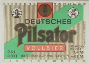 Drink Label: Deutsches Pilsner Vollbier (VEB Brauerei Schwerin, Germany ...
