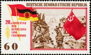 Stamp: Soviet Red Army Soldiers Hoisting Flag (Germany, Democratic ...