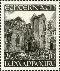 Timbre: Exterior Ruins of the St. Willibrord Basilica (Luxembourg(Echternach Basilica) Mi:LU 417 ...