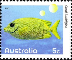 Stamp: Coral Rabbitfish (Siganus corallinus) (Australia(Fishes of the ...