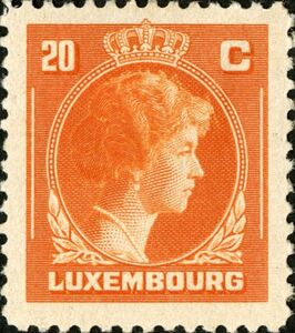 Stamp: Grand Duchess Charlotte facing Right (orange) (Luxembourg ...