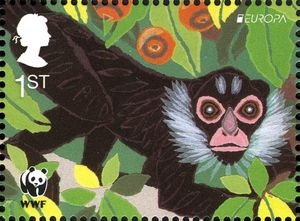 Stamp: White-cheeked Spider Monkey (Ateles marginatus) (United Kingdom ...