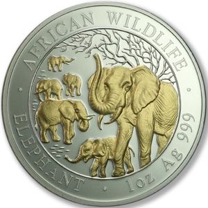 Coin: 100 Shillings (Elephant Herd - Gilt edition) (Somalia(2004~Today ...