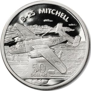 Coin: 50 Dollars (U.S. B25 Mitchell) (Marshall Islands) (1991~1997 ...