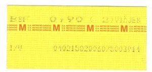 Transport Ticket: Metro de Caracas 2 rides (Metro de Caracas ...