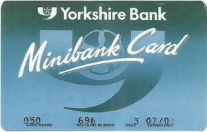 Bank Card: Minibank Card (Yorkshire Bank, United Kingdom of Great ...