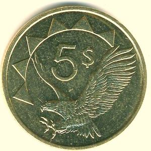 Coin: 5 Dollars (Namibia(1993~Today - Circulation) Col:NA-000007,WCC:km5