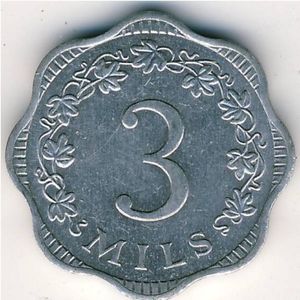 Moneda: 3 Mils (Bee Over Honeycomb) (Malta(1972~2007 - First ...