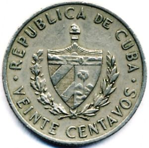 Coin: 20 Centavos ("Veinte" - national hero Jose Marti) (Cuba(1962 ...