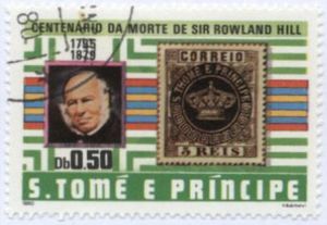 Stamp: Sir Rowland Hill and stamps from 1869 (São Tomé and Príncipe(Sir ...