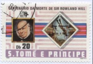 Stamp: Sir Rowland Hill and stamps from 1975 (São Tomé and Príncipe(Sir ...