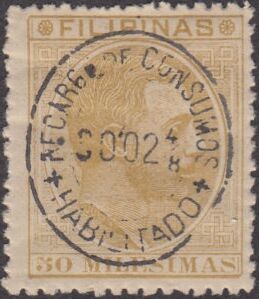 Stamp: Alfonso XII (Philippines(Recargo de Consumos - overprints on ...