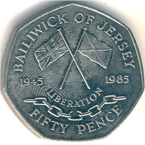Coin: 50 Pence (40th Anniversary - Liberation of 1945) (Jersey(1985 ...