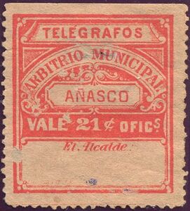 Stamp: Añasco - Arbitrio Municipal (Puerto Rico(Telegraphs - municipal ...