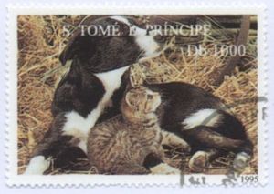 Stamp: Dog (Canis lupus familiaris), Domestic Cat (Felis silvestris ...